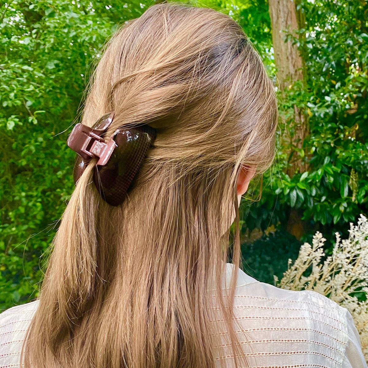 Pince crabe marron femme cheveux épais made in France accessoire chic